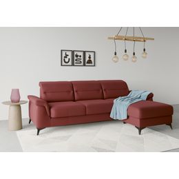 Sit & More Ecksofa SIT & MORE, B:258cm H:85cm T:170cm, rot, 100% Polyester, Wohnzimmer, Sofas, "Sinatra L-Form", mit Recamiere, optional mit Kopfteilverstellung