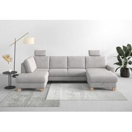 Wohnlandschaft Home Affaire, B:314cm H:91cm T:170cm, silber, 95% Polyester, 5% Polyamid, Sofas, "Summer U-Form", mit oder ohne Bettfunktion und