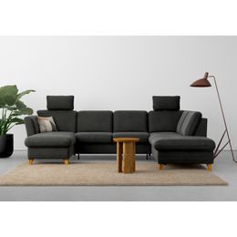 Wohnlandschaft Home Affaire, B:307cm H:86cm T:213cm, grau, 95% Polyester, 5% Polyamid, Sofas, "Trelleborg U-Form", wahlweise mit Bettfunktion und