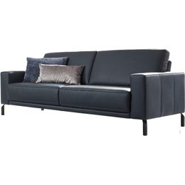 2,5-Sitzer Places of Style, B:198cm H:87cm T:88cm, blau, Sofas, "Apiro", auch mit motorischem Sitzvorzug, in 3 Breiten, Dickleder, Federkern