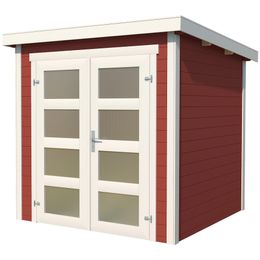 Gartenhaus Lasita Maja, rot, Holzwerkstoff, Gartenh&auml;user, "Zambezi 2", Blochbohlenhaus 28mm, Fundamentmass 2000x2500, Schwedenrot