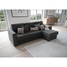 Ecksofa, B:234cm H:89cm T:150cm, grau, ATLANTIC HOME COLLECTION, Struktur (100% Polyester), Wohnzimmer, Sofas, "Dublin L-Form", Bettfunktion und