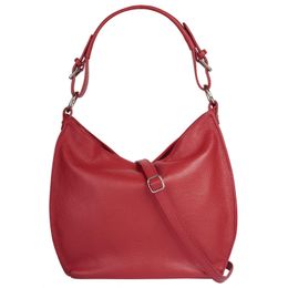 Samantha Look Damen Shopper, rot, Leder, leicht glänzend, unifarben, Taschen, echt Leder, Made in Italy