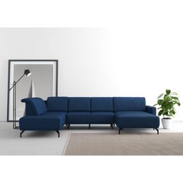 Sit & More Wohnlandschaft SIT & MORE, B:337cm H:84cm T:205cm, blau, Sofas, "Bailando U-Form", wahlweise mit Kopfteilverstellung und Vorziehsitz, motorisch