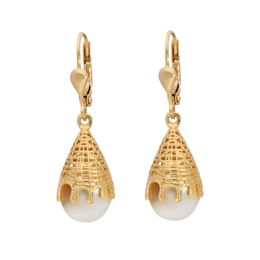 Vivance Damen Paar Ohrh&auml;nger "Ohrpendel mit Perlen", Gelbgold 375, gelb, Gelbgold 375, Ohrringe, 2x S&uuml;&szlig;wasseperle