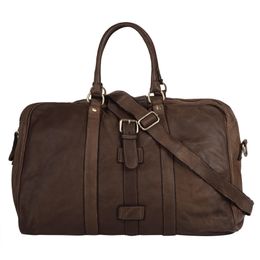 FORTY Damen Reisetasche, braun, Leder, leicht gl&auml;nzend, unifarben, Taschen, echt Leder, Made in Italy