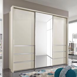 Schwebetürenschrank Wiemann, B:250cm H:217cm T:67cm, beige, Schränke, "Malibu", mit Spiegel