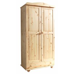 Drehtürenschrank Ticaa, B:96cm H:195cm T:54cm, beige, Massivholz, Schränke, "Adam"
