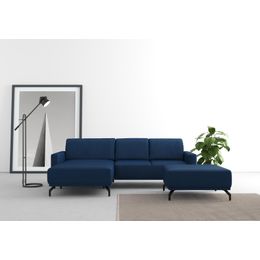 Sit & More Ecksofa SIT & MORE, B:251cm H:84cm T:163cm, blau, Wohnzimmer, Sofas, "Bailando L-Form", wahlweise mit Kopfteilverstellung und Vorziehsitz, motorisch
