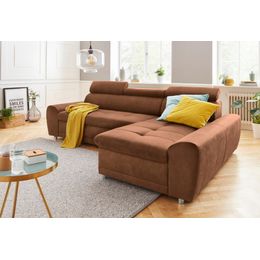 Sit & More Ecksofa SIT & MORE, B:272cm H:92cm T:169cm, braun, Flachgewebe (100% Polyester);Luxus-Microfaser (100% Polyester);Struktur (100% Polyester),