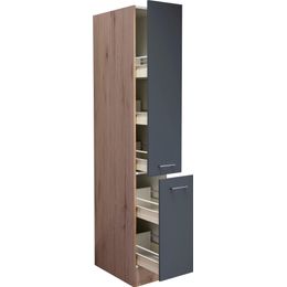 Apothekerschrank Flex-Well, B:30cm H:200cm T:57,1cm, grau, Holzwerkstoff, Küche, Schränke, "Morena", (B x H x T) 30 x 200 x 57 cm, mit 5 Ablagen