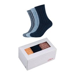 s.Oliver Damen Socken "Sockenbox 3er Pack", Gr. 35, blau, 69% Polyester 29% Polyester 2% Elasthan, meliert, Socken