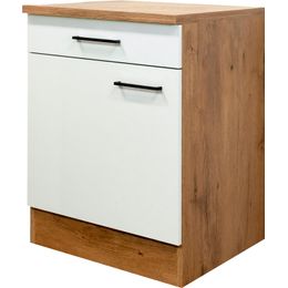 Unterschrank Flex-Well, B:60cm H:85cm T:60cm, beige, Holzwerkstoff, K&uuml;che, Schr&auml;nke, "Vintea", (B x H x T) 60 x 85 x 60 cm, mit Metallgriffen