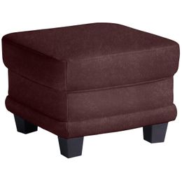 Hocker Home Affaire, B:59cm H:40cm T:59cm, braun, MELROSE/Struktur (100% Polyester);Echtleder mit Kunstleder im R&uuml;cken;Microfaser PRIMABELLE (100%