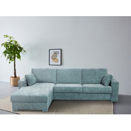 Ecksofa Home Affaire, B:300cm H:85cm T:173cm, blau, 100% Polyester, Wohnzimmer, Sofas, "Roma "L" Dauerschlaffunktion, mit Unterfederung",