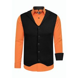 Rusty Neal Herren Langarmhemd, orange, Gr. XXL, mehrfarbig, 60% Baumwolle, 37% Polyester, 3% Elasthan, Hemden, inklusive Langarmhemd und Weste