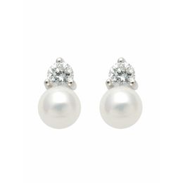 Adelia&acute;s ADELIA ́S Damen Paar Ohrh&auml;nger "1 Paar 925 Silber Ohrringe / Ohrstecker mit Zirkonia &Oslash; 5 mm", Damen, Silber 925 (Sterlingsilber), beige, Silber 925