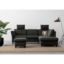 Ecksofa Home Affaire, B:252cm H:86cm T:213cm, grau, 95% Polyester, 5% Polyamid, Wohnzimmer, Sofas, "Trelleborg L-Form", wahlweise mit Bettfunktion