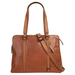 SPIKES & SPARROW Damen Shopper "LAPTOP SHOULDERBAG", SPIKES & SPARROW, braun, Leder, unifarben, Taschen, echt Leder