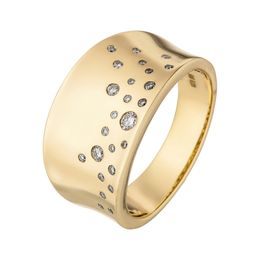 Jobo Damen Diamantring, 58, SI = kleine Einschl&uuml;sse, Diamanten Gelbgold 585, gelb, Diamanten, Gelbgold 585, Fingerringe, breit 585 Gold mit 25