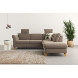 Ecksofa Home Affaire, B:252cm H:86cm T:213cm, beige, 100% Polyester, Wohnzimmer, Sofas, "Trelleborg L-Form", Federkern-Polsterung, wahlweise mit