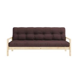 Schlafsofa Karup Design, B:205cm H:79cm T:95cm, braun, Matratzenmaterialzusammensetzung: Futonmatratze mit Knopfheftung, Höhe 14 cm, aus recyceleten