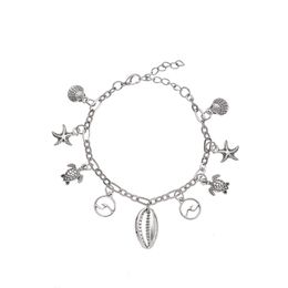 Lascana Damen Fu&szlig;kette mit Anh&auml;nger, silber, gl&auml;nzend, unifarben, Metall, Fu&szlig;ketten, Seestern,Muschel,Schildkr&ouml;te,Fu&szlig;ketten Set,Fu&szlig;kettchen mit