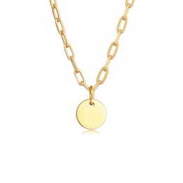 Elli Damen Kette mit Anh&auml;nger "Pl&auml;ttchen Coin Gliederkette Trend 925 Silber", 45, ohne Stein, Silber 925 (Sterlingsilber), L: 45, gold, Silber 925