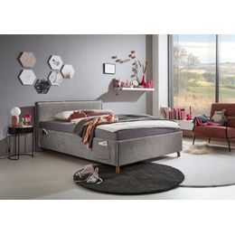Meise M&ouml;bel Kinderbett MEISE.M&Ouml;BEL, B:133cm L:215cm, grau, Betten, "FUN", Polsterbett wahlweise mit Bettkasten, Jugendbett inkl. USB-Anschluss