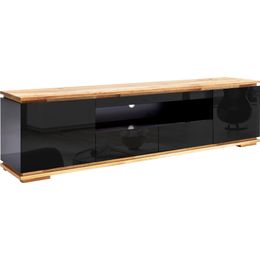 Lowboard MCA furniture, B:202cm H:54cm T:40cm, schwarz, MDF, Massivholz, Wohnzimmer, Sideboards, "Chiaro", Breite ca. 202 cm
