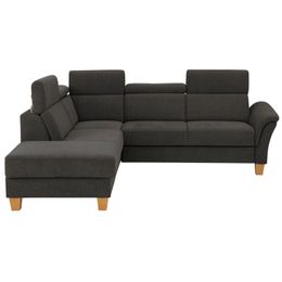 Ecksofa Home Affaire, B:247cm H:84cm T:217cm, braun, 100% Polyester, Wohnzimmer, Sofas, "Conville L-Form", Federkern, wahlweise mit Bettfunktion und