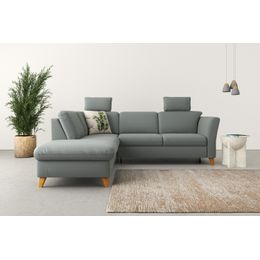Ecksofa Home Affaire, B:252cm H:86cm T:213cm, grau, 100% Polyester, Wohnzimmer, Sofas, "Trelleborg L-Form", Federkern-Polsterung, wahlweise mit
