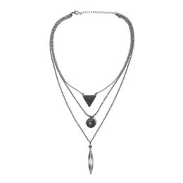 Damen Kette mit Anh&auml;nger "Hanna", schwarz, Basic, Collezione Alessandro, Metall, Halsketten, mit drei unterschiedlichen Anh&auml;ngern