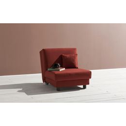 ell+ell Schlafsofa ELL + ELL, B:85cm H:85cm T:100cm, rot, Wohnzimmer, Sofas, "Enny", Liegefl&auml;che Breite 80 cm, Liegeh&ouml;he 40 cm, F&uuml;&szlig;e schwarz, R&uuml;ckenlehne