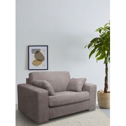 Sessel Home Affaire, B:140cm H:86cm T:95cm, braun, 100% Polyester, Wohnzimmer, Sessel, "Roma Matratzenhöhe 140cm", Dauerschlaffunktion, mit