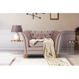 Sessel Home Affaire, B:102cm H:76cm T:81cm, beige, Luxus-Microfaser Vintageoptik (100% Polyester);Struktur fein (100% Polyester);Samtoptik (100%