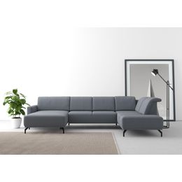 Sit & More Wohnlandschaft SIT & MORE, B:337cm H:84cm T:205cm, blau, Sofas, "Bailando U-Form", wahlweise mit Kopfteilverstellung und Vorziehsitz, motorisch