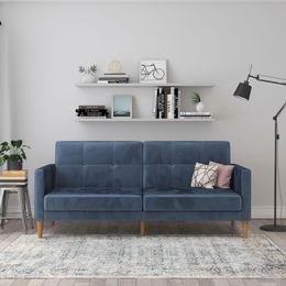3-Sitzer DOREL HOME, B:207cm H:82cm T:82cm, blau, Veloursstoff 100% Polyester, Sofas, "Lilly", Bett-Funktion, Rückenlehne 3-fach verstellbar,