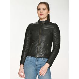 Mustang Damen Lederjacke "Larry", schwarz, Gr. XS, Obermaterial: 100% Lammleder; Innenseite: 100% Baumwolle; Ärmelfutter: 100% Polyester, Jacken
