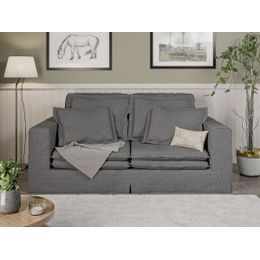 3-Sitzer Home Affaire, B:196cm H:95cm T:108cm, grau, 92% Polyester, 8% Nylon, Sofas, "ALISSAS BIS mit vielen Kissen, Biesen an den Kissen",