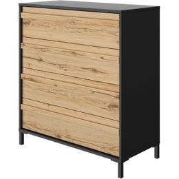 Schubkastenkommode GAMI, B:94cm H:104cm T:45cm, schwarz, Spanplatte, Sideboards, "Mimizan"