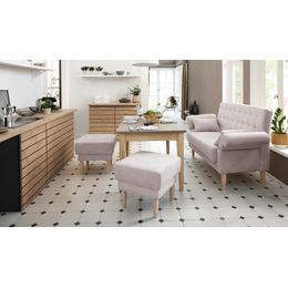 Hocker Home Affaire, B:55cm H:51cm T:55cm, beige, Microfaser in Antiklederoptik (100% Polyester);Struktur fein (100% Polyester);Luxus-Microfaser