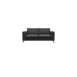 2-Sitzer FLEXLUX, B:164cm H:85cm T:92cm, schwarz, 100% Echteder, Sofas, "Fiore", breite Armlehnen, Kaltschaum, F&uuml;&szlig;e Alu+schwarz