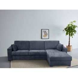 Ecksofa Home Affaire, B:300cm H:85cm T:173cm, blau, 100% Polyester, Wohnzimmer, Sofas, "Roma "L" Dauerschlaffunktion, mit Unterfederung",