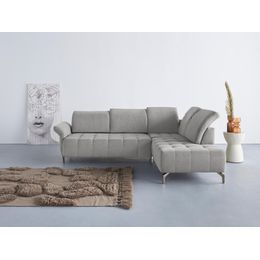 Ecksofa Inosign, B:260cm H:79cm T:220cm, grau, 100% Polyester, Wohnzimmer, Sofas, "Fresh L-Form", Federkern, wahlweise Kopfteilverstellung und