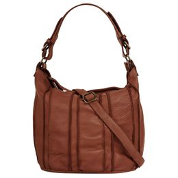 Samantha Look Damen Shopper, braun, Leder, leicht glänzend, unifarben, Taschen, echt Leder, Made in Italy