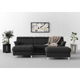 Sit & More Ecksofa SIT & MORE, B:257cm T:166cm, grau, 100% Polyester, Wohnzimmer, Sofas, "Marano L-Form", inklusive Kopfteilverstellung, wahlweise mit