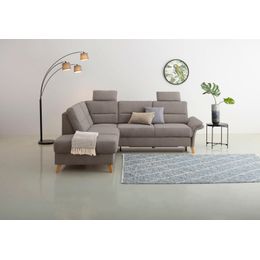 Ecksofa Home Affaire, B:238cm H:90cm T:213cm, braun, 100% Polyester, Wohnzimmer, Sofas, "Westerland L-Form", Federkern-Polsterung, wahlweise mit