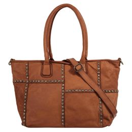 Samantha Look Damen Shopper, braun, Leder, leicht glänzend, unifarben, Taschen, echt Leder, Made in Italy