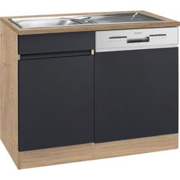 Spülenschrank Optifit, B:110cm H:88cm T:60cm, schwarz, Küche, Schränke, "Roth", Breite 110 cm